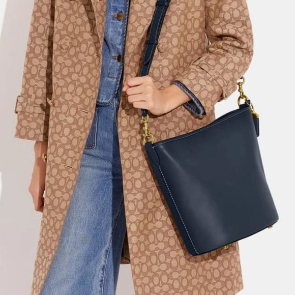 Coach | Bags | Coach Dakota Leather Bucket Bag In Denim Msrp55 Rare Find | Poshmark